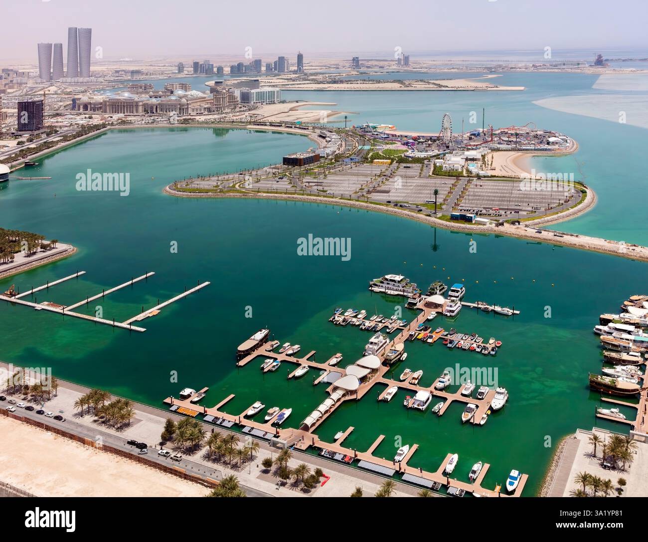 Doha, Qatar Lusail district with Place Vendome and Al Maha Island Stock ...