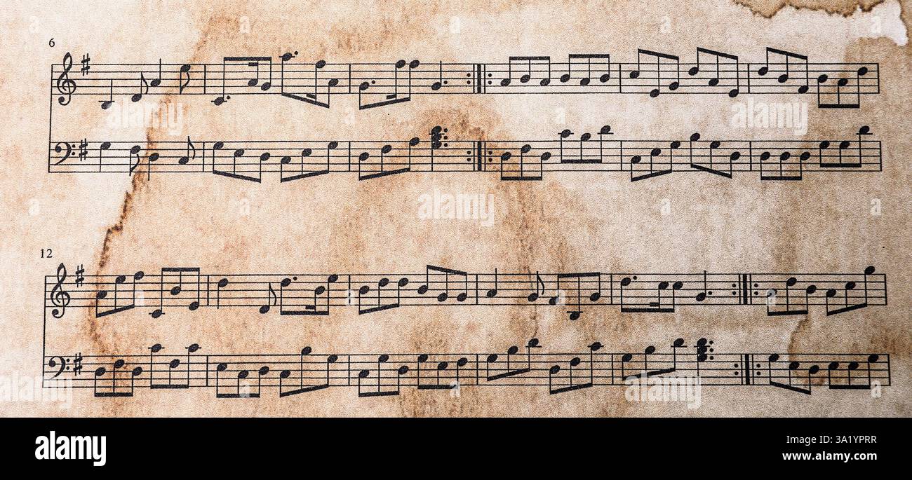Old music sheet, closeup view Stock Photo - Alamy