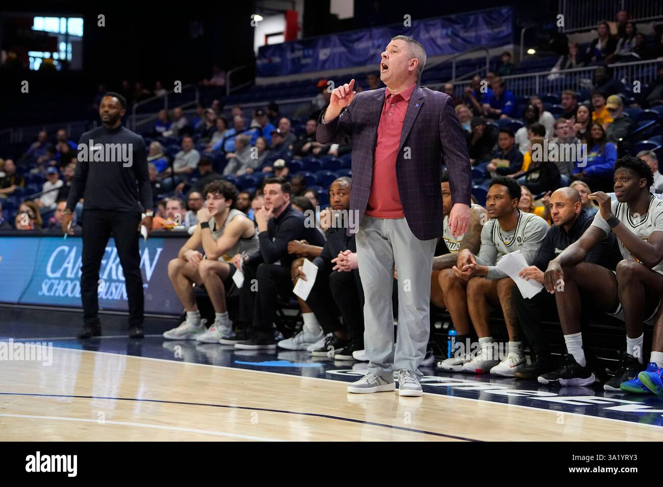 WASHINGTON, DC - MARCH 10: Towson Tigers Head Coach Pat Skerry speaks ...