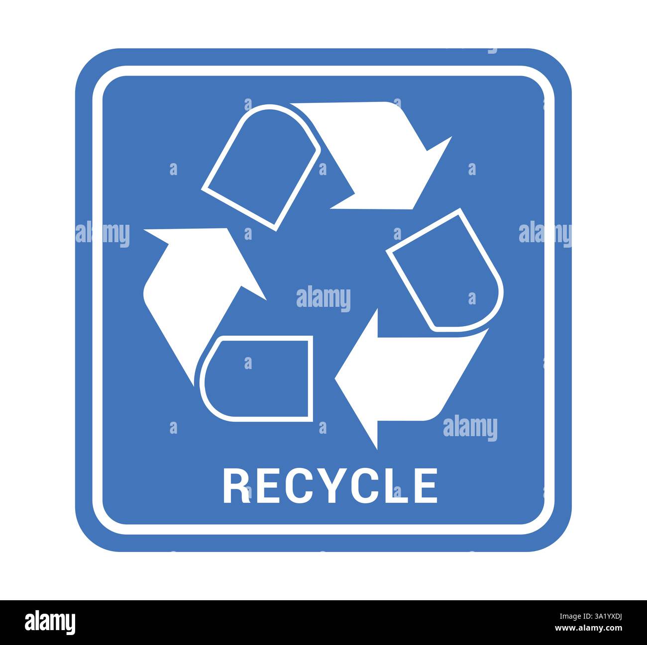 Recycle sign icon clipart. Recycling arrow clip art in blue signboard ...