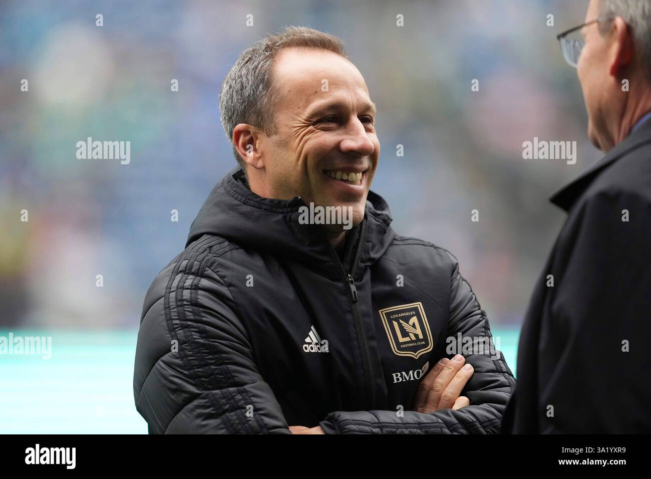 Los Angeles FC head coach Steve Cherundolo talks with Seattle Sounders ...
