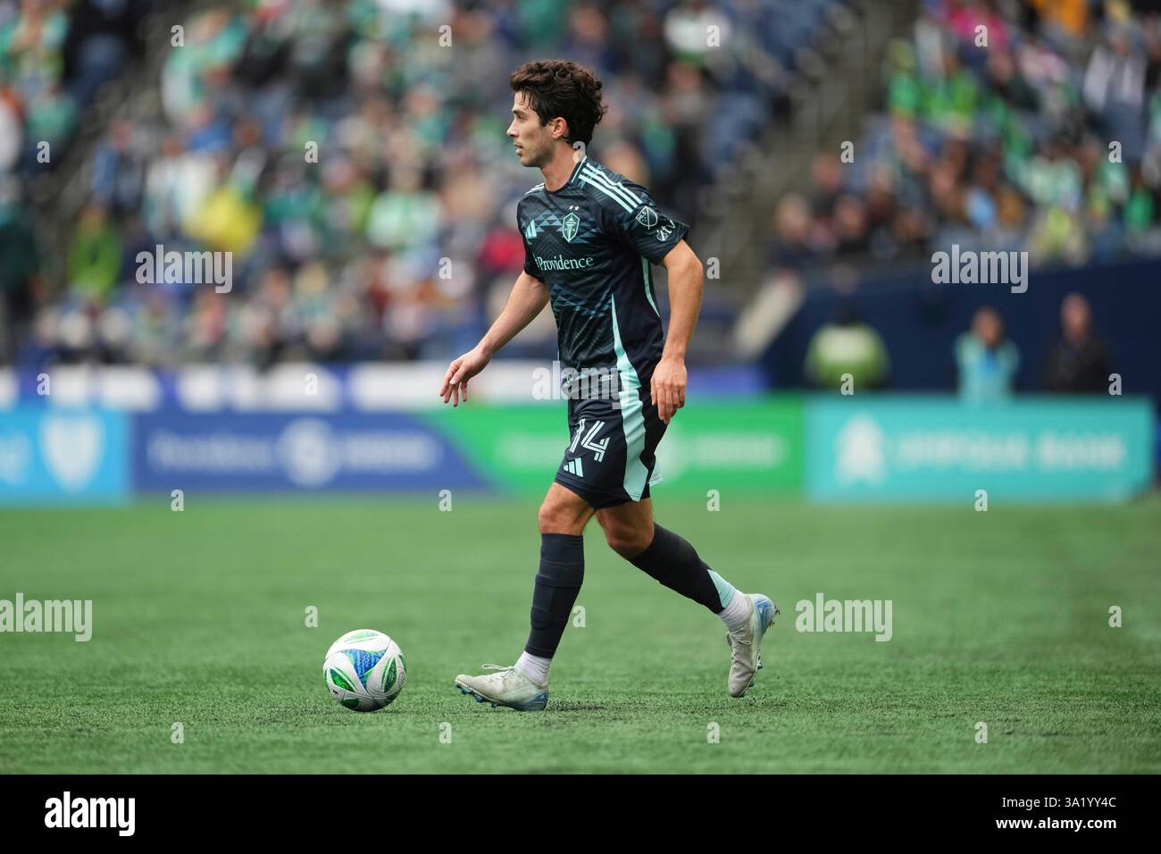 Seattle Sounders midfielder Paul Rothrock in action against Los Angeles ...