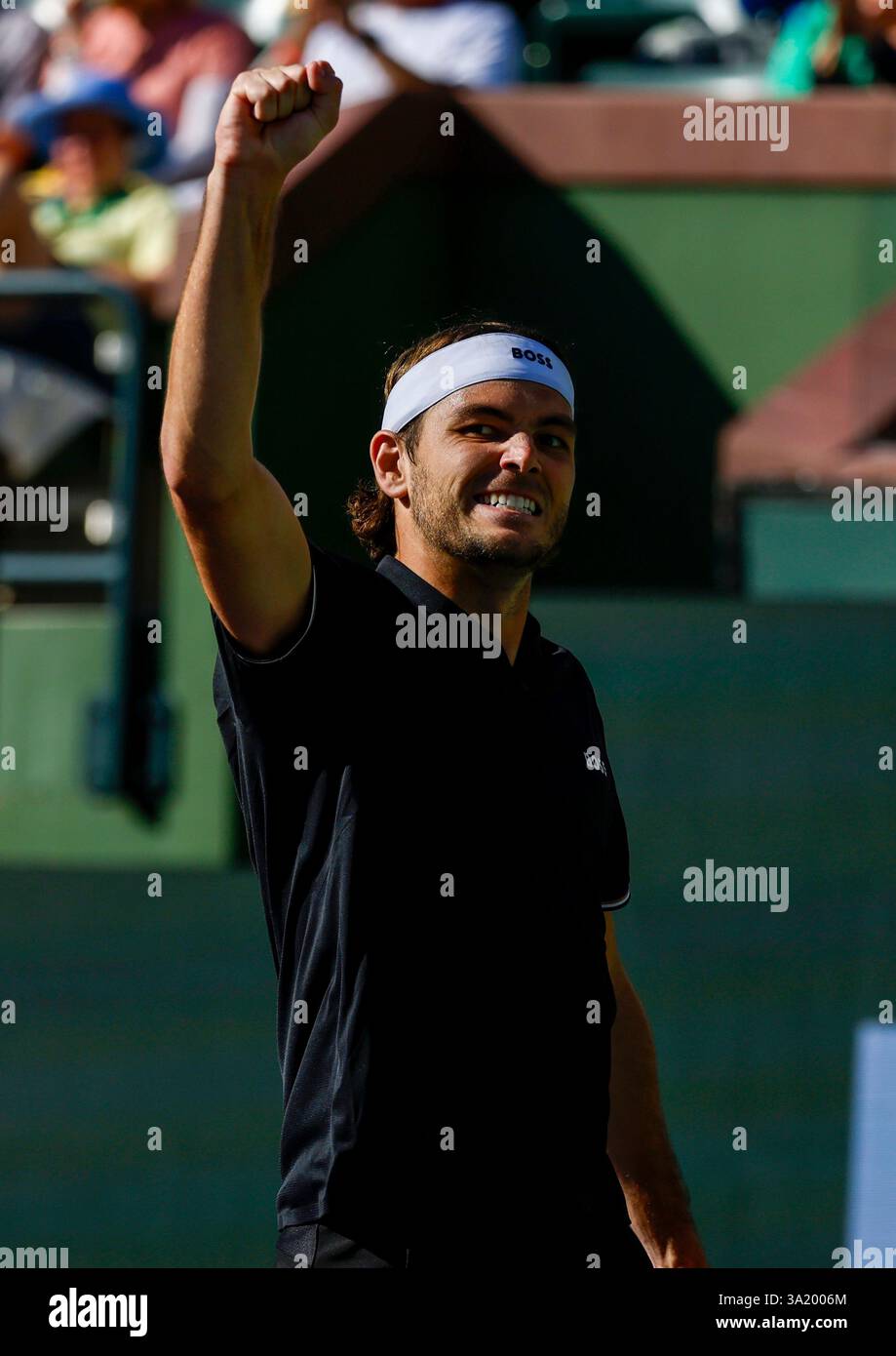 March 10, 2025 Taylor Fritz reacts to winning a point against Alejandro Tabilo (CHI) during the ...