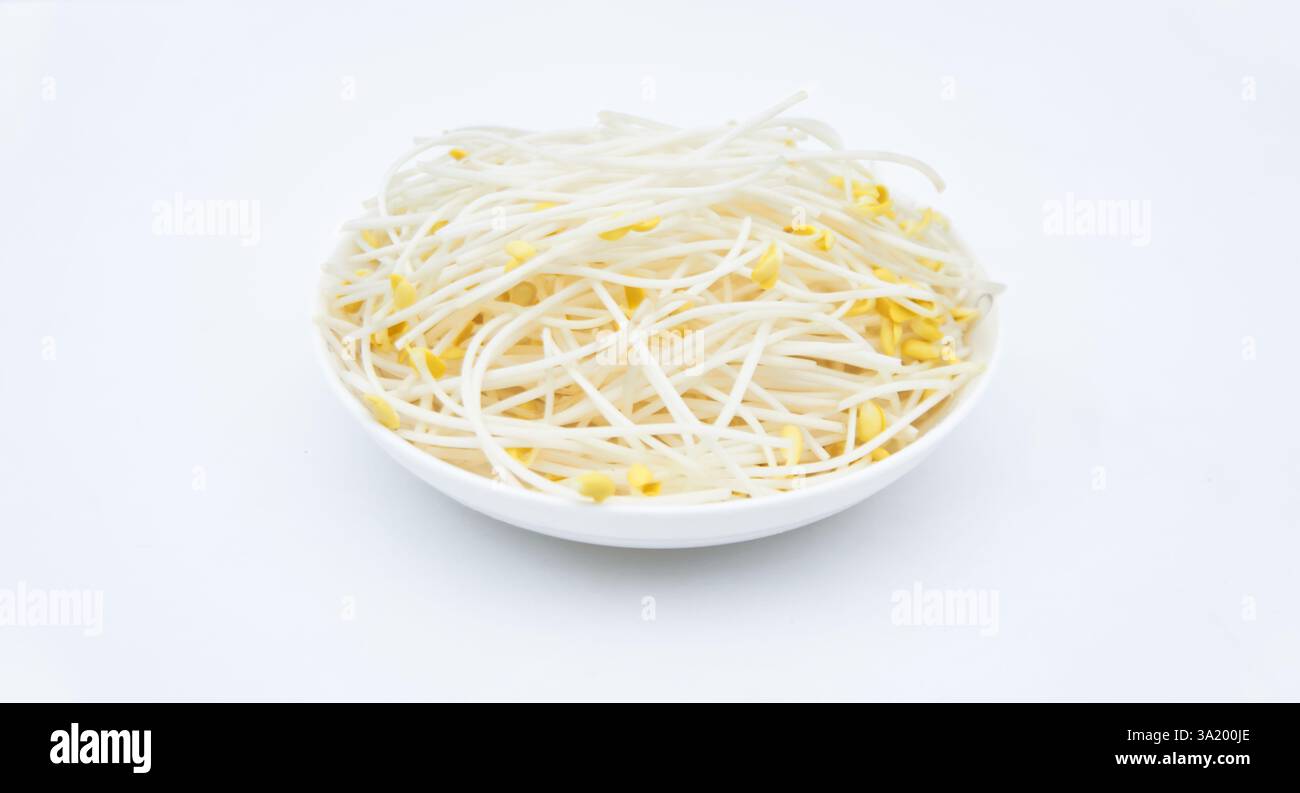 Bean sprouts on a white background Stock Photo - Alamy