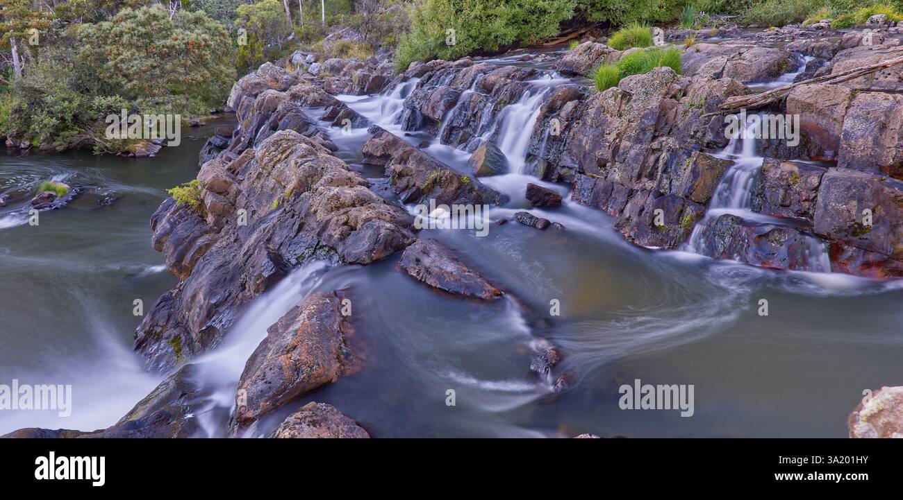 Long exposure blurred water image of Montana Falls waterfall cascade ...