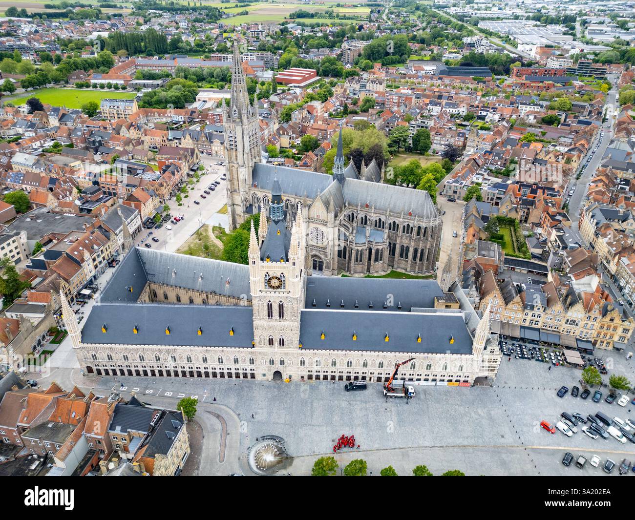 In Flanders Fields and St Martin's Cathedral,, Ypres, Belgium Stock ...