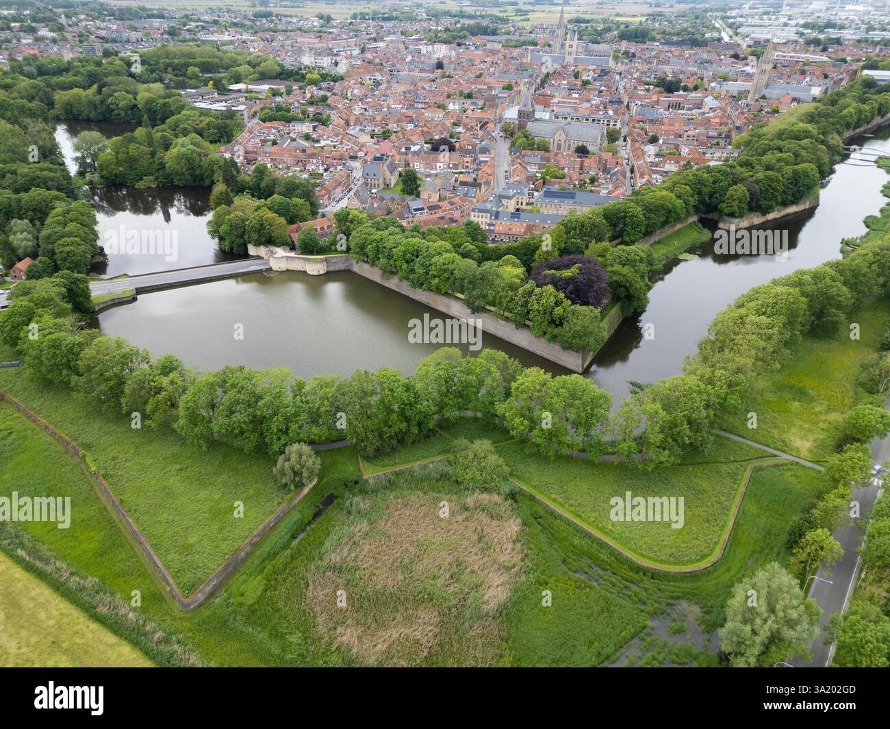 Bastion of the city walls, Ypres, Belgium Stock Photo - Alamy