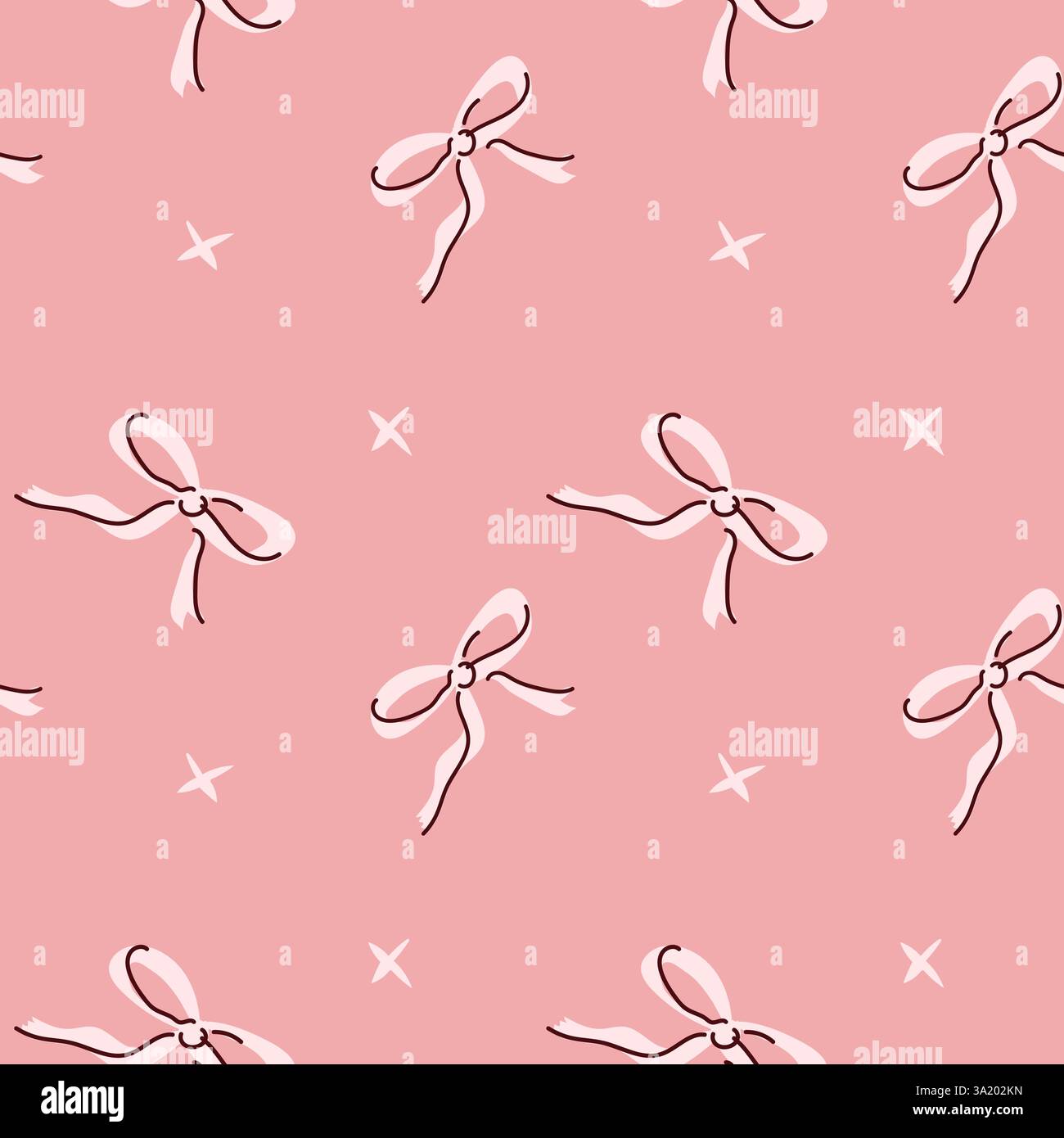 Pink pattern with cute bows and stars on soft background Stock Vector ...