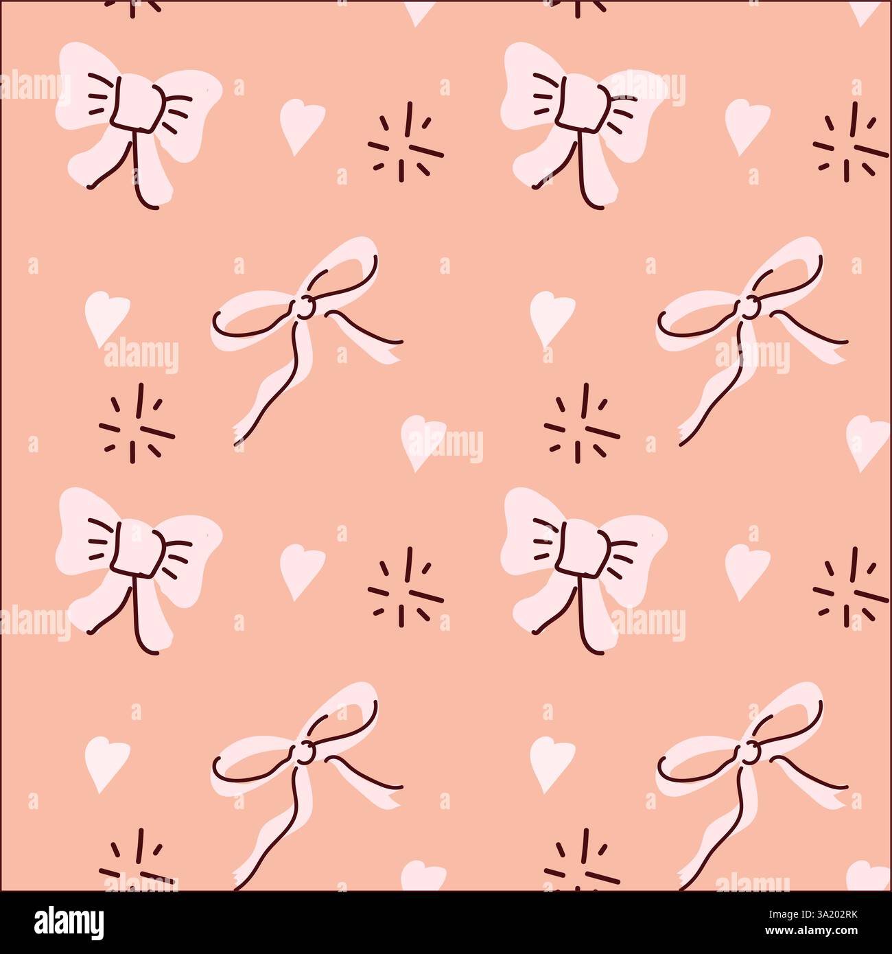 Pink pattern with bows and hearts on pastel background Stock Vector ...