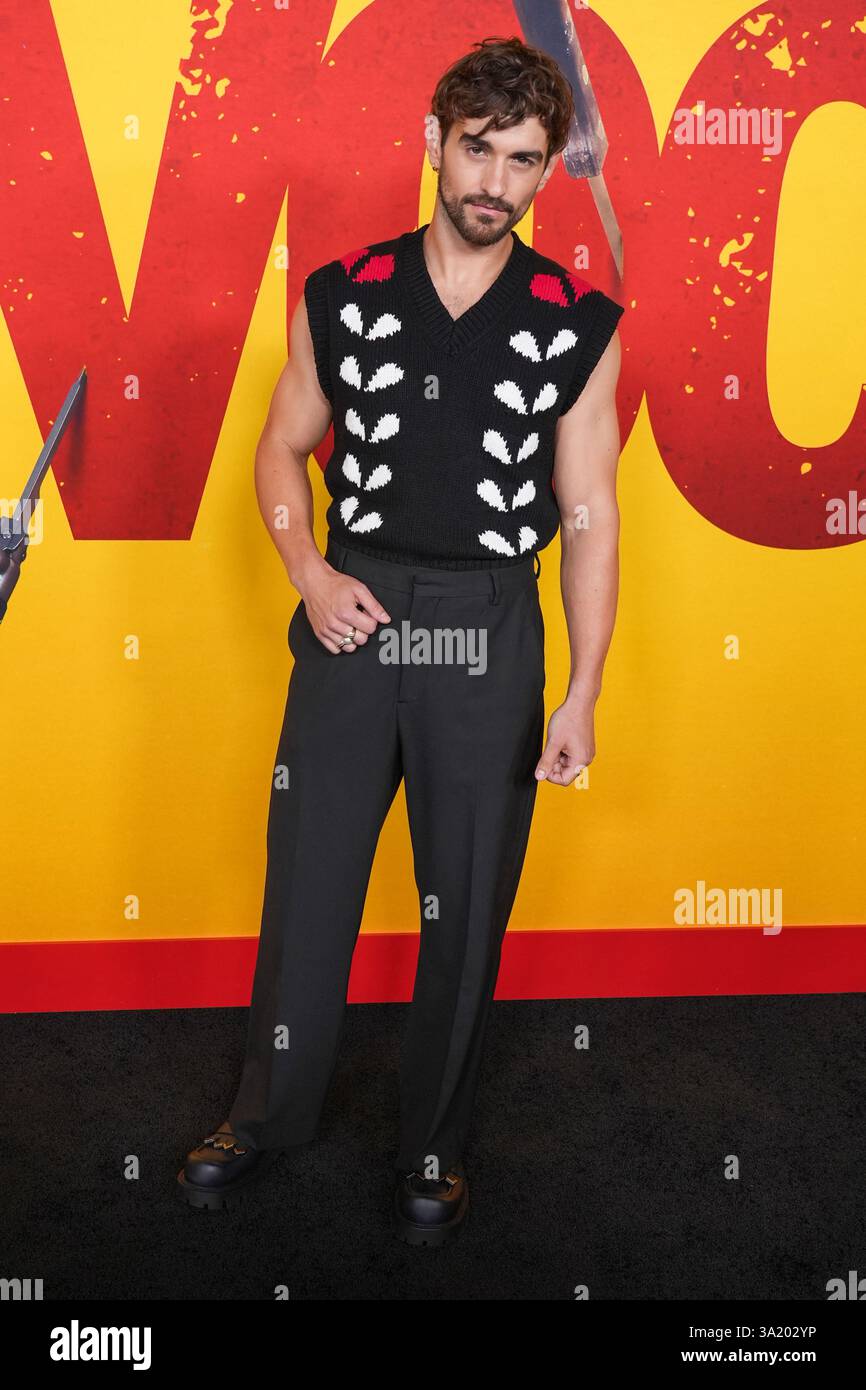 Evan Hengst arrives at the premiere of "Novocaine" on Monday, March 10 ...