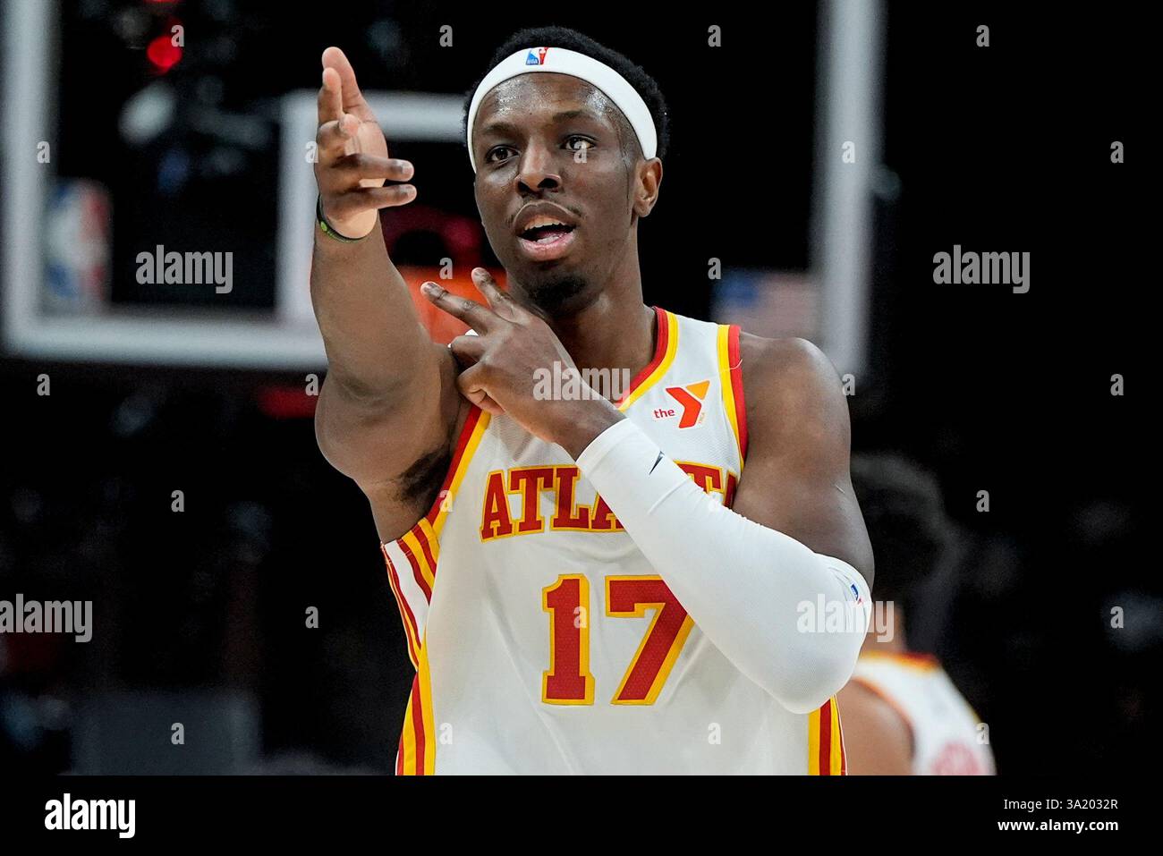 Atlanta Hawks forward Onyeka Okongwu (17) celebrates his basket against ...