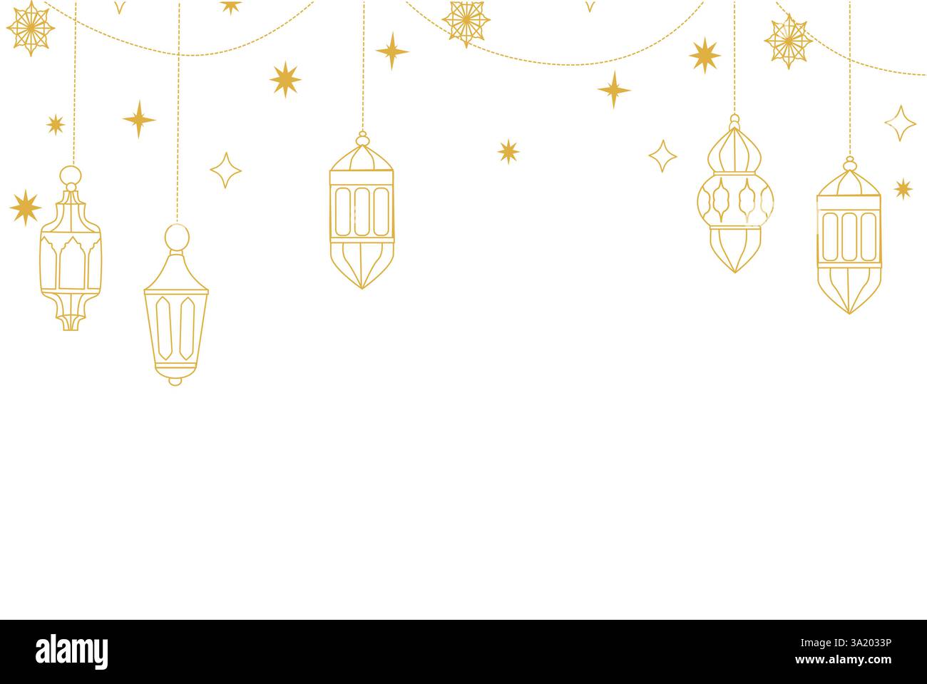 Ramadan celebration with golden arabic lanterns and stars design for ...