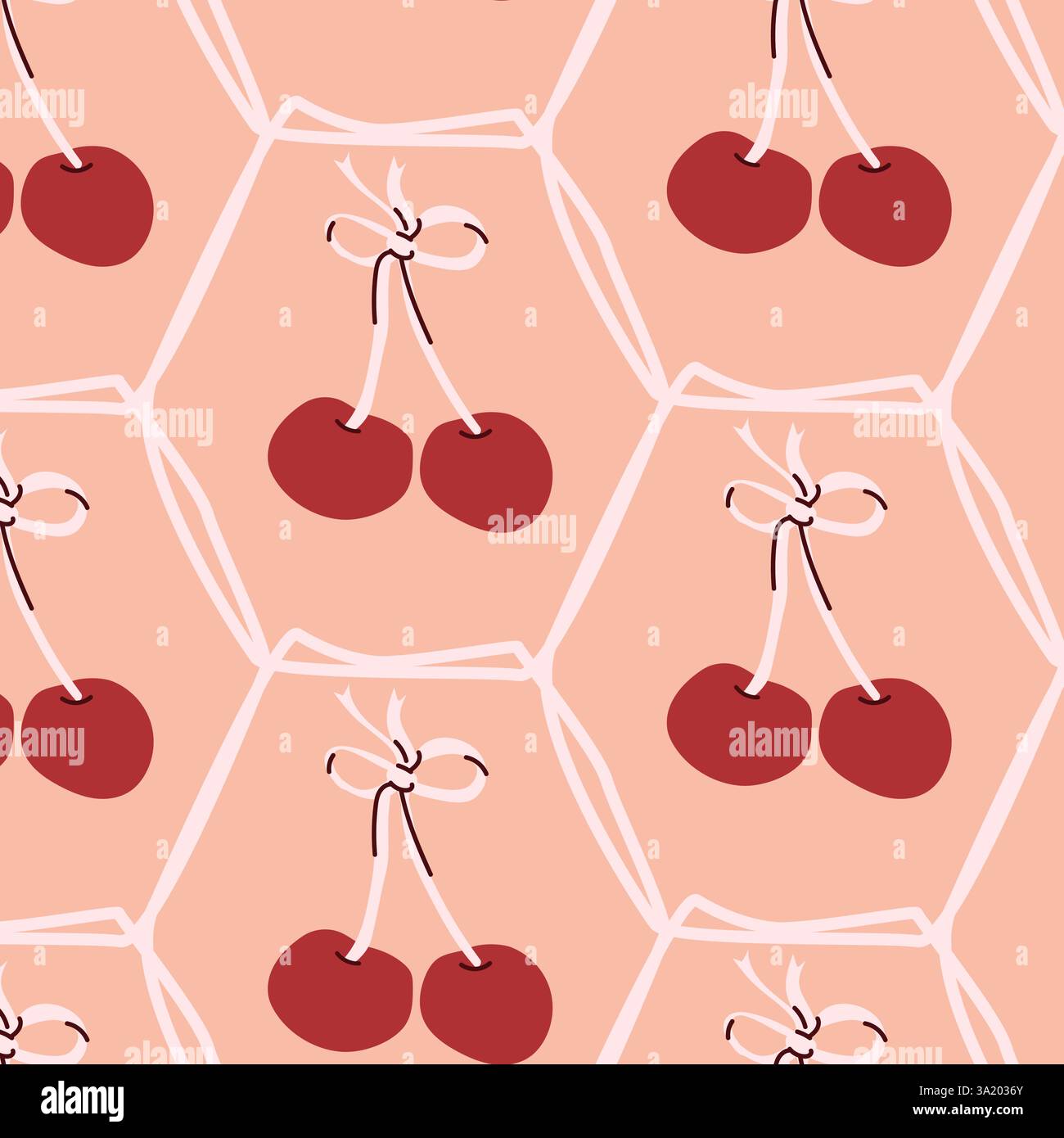Repeating cherry pattern with geometric background Stock Vector Image ...