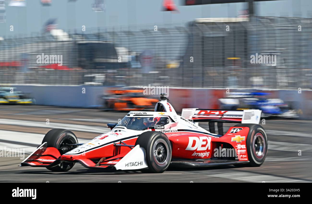 Team Penske Racing driver Scott Mclaughlin leads the field at the start ...