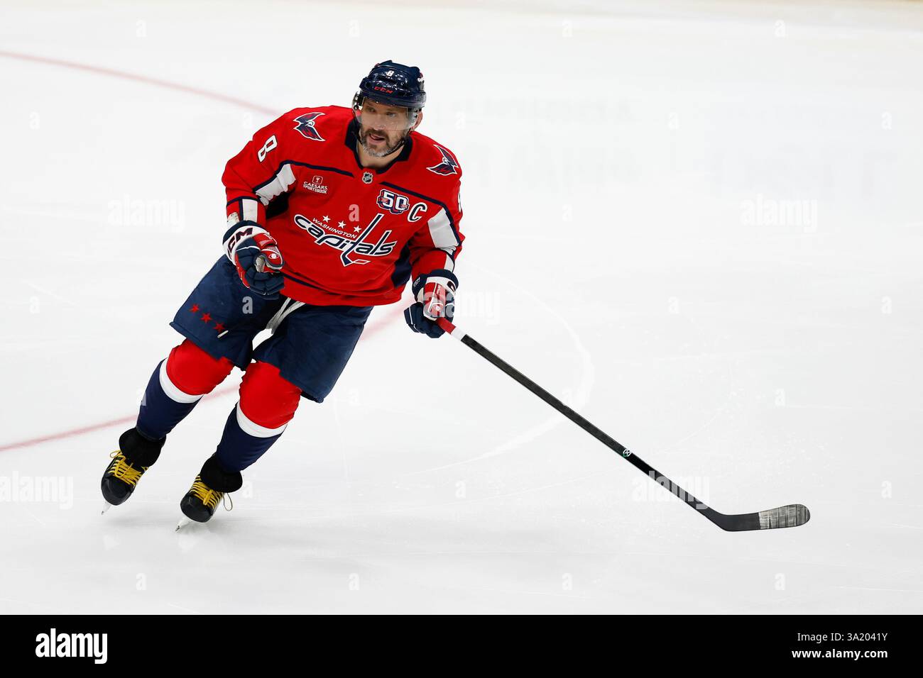 Washington Capitals left wing Alex Ovechkin (8) in action during the ...
