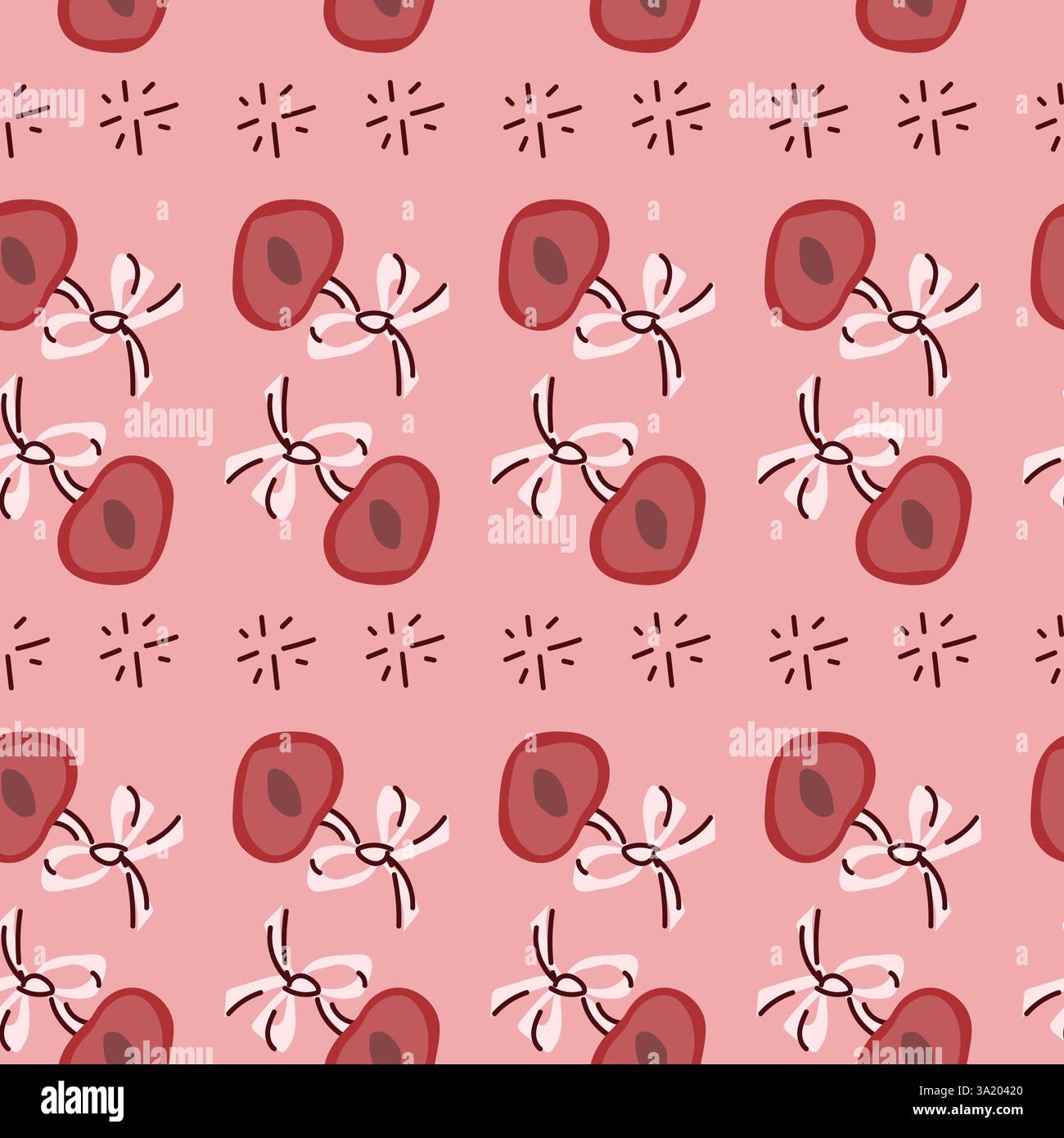 Playful cherry blossom and seed pattern in red and pink palette Stock ...