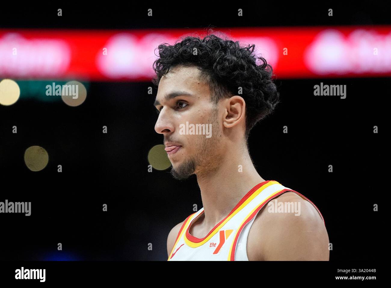 Atlanta Hawks forward Zaccharie Risacher (10) walks to the bench during ...
