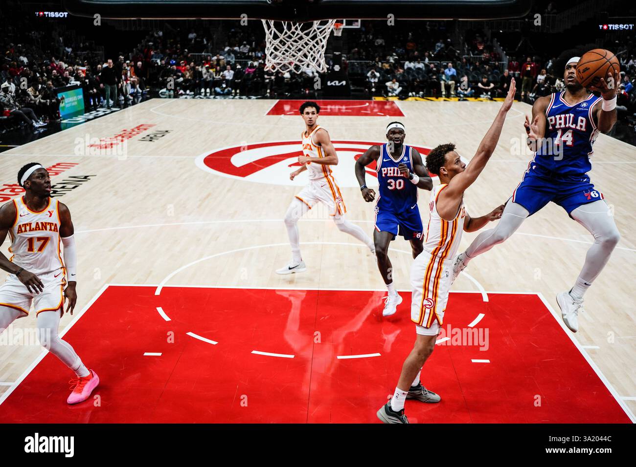 Philadelphia 76ers guard Ricky Council IV (14) shoots against Atlanta ...