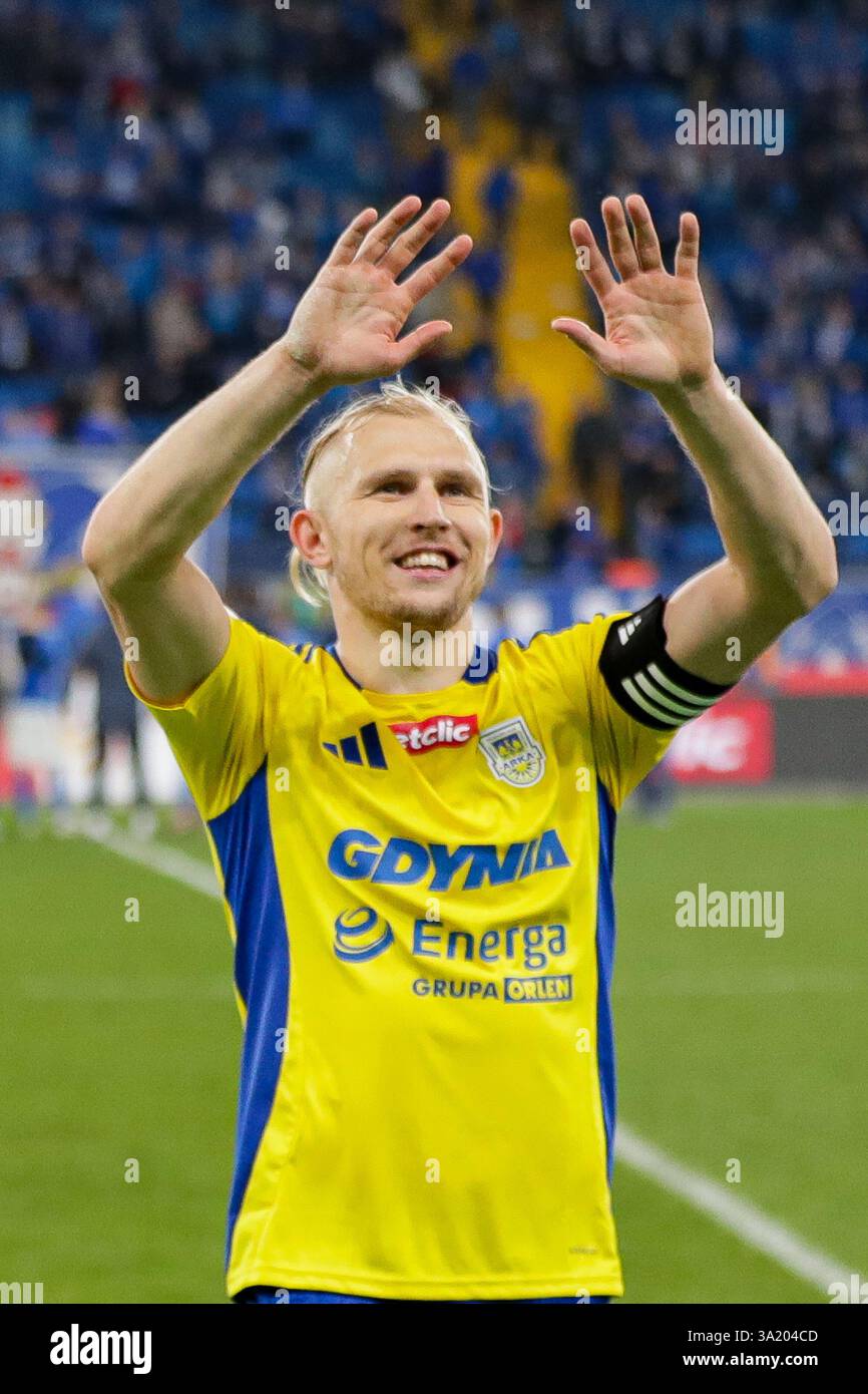 Dawid Gojny of Arka Gdynia seen during BetClic 1 Polish League 2024/2025 football match between ...