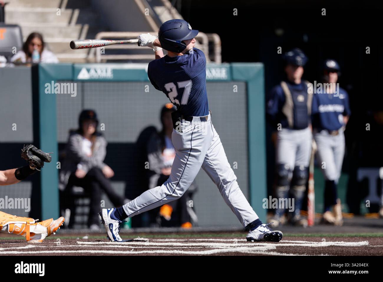 Samford Bulldogs designated hitter Jake Souders (27) at bat against the ...