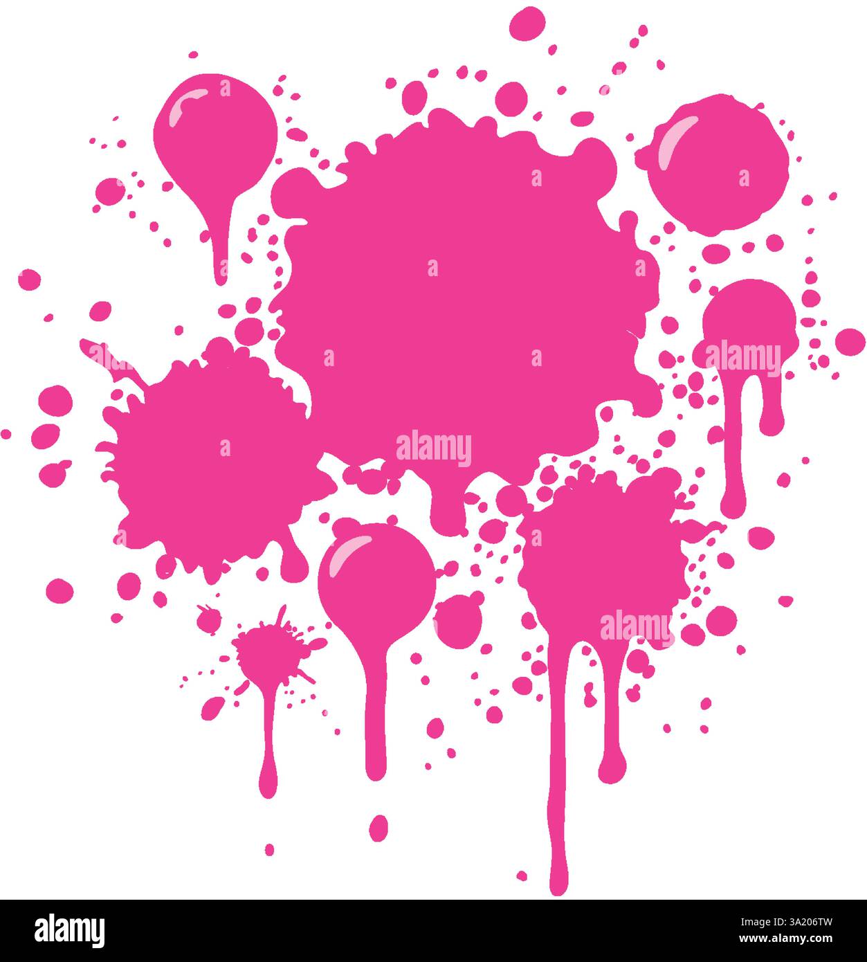 Dynamic vector illustration featuring bold pink paint splatters ...