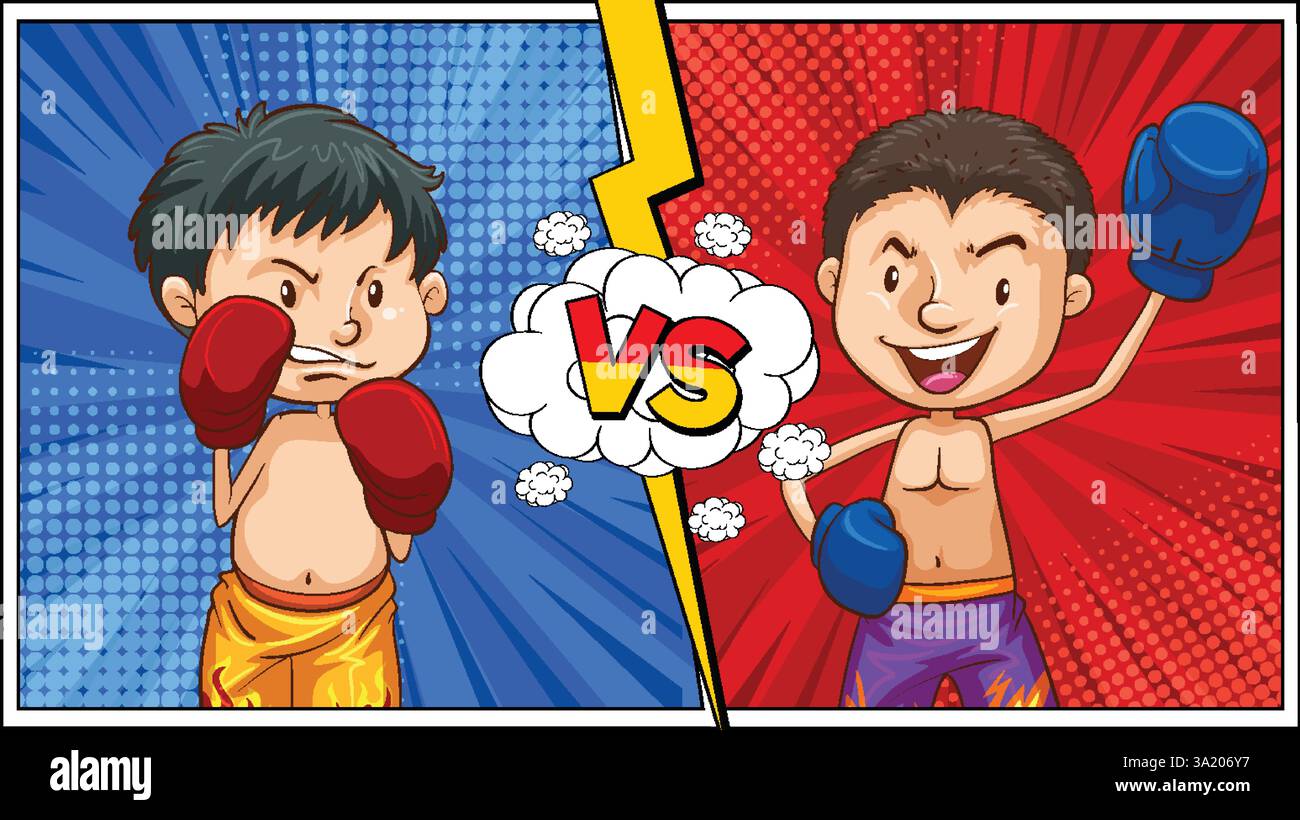 Two cartoon boxers facing off in a ring Stock Vector Image & Art - Alamy