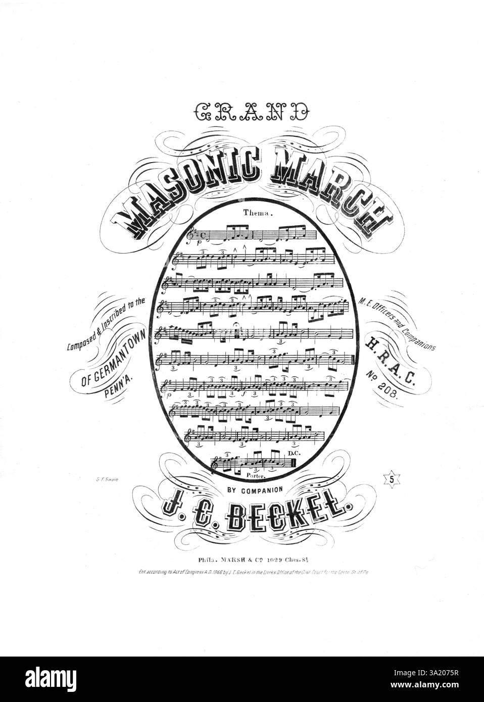 Grant Masonic March, ca. 1860s sheet music Stock Photo - Alamy