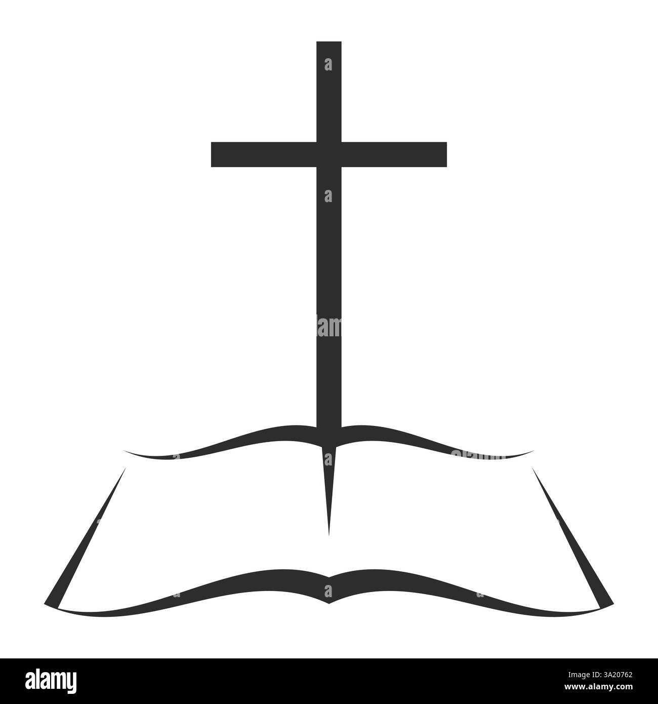 Bible and a cross on top. The Holy Scripture Revealed. Flat vector ...
