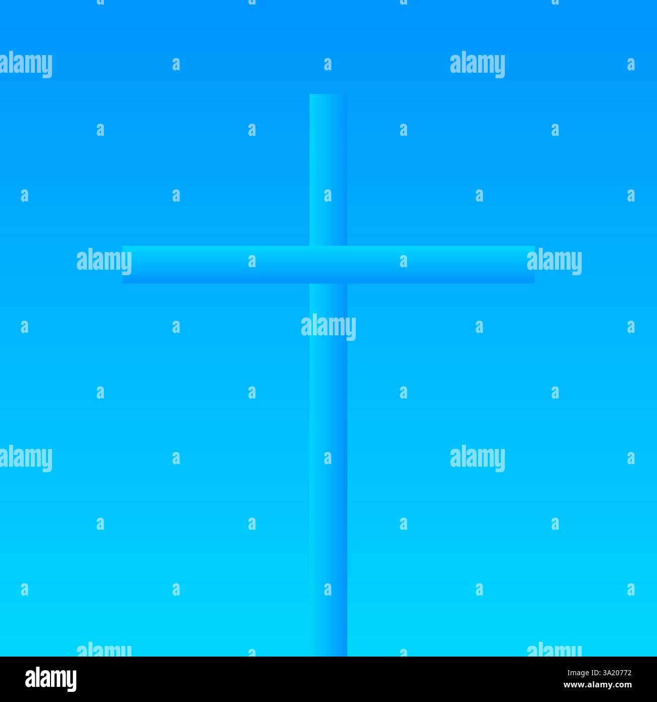 Blue gradient Christian cross against blue sky. 3D vector illustration ...
