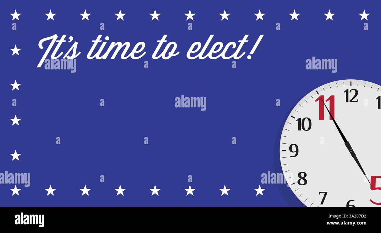 Election time in the US. A clock with hands pointing to November 11th ...