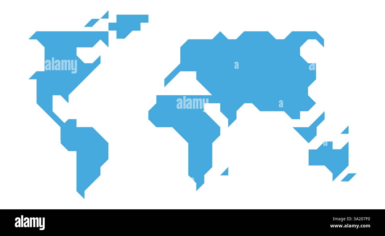 Simple stylized world map. Minimal style continents outlines. Flat ...