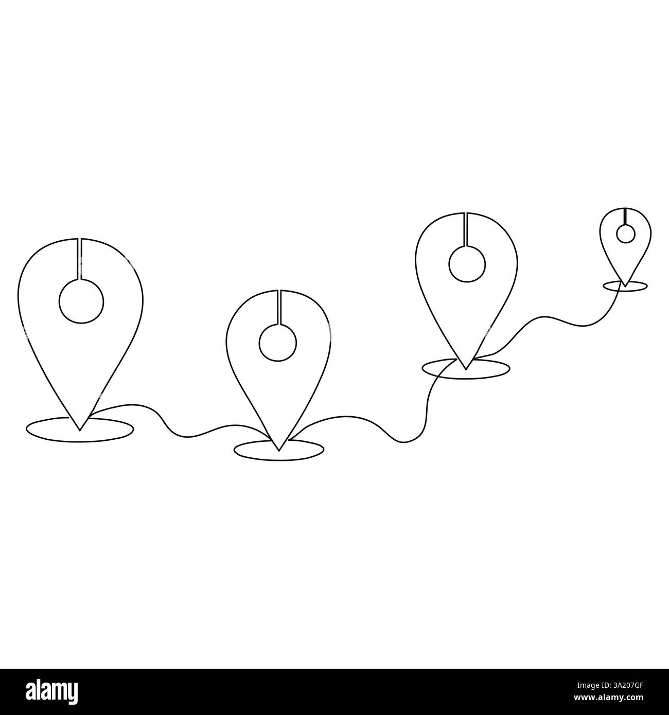 Continuous single line art drawing mark location hand drawn outline ...