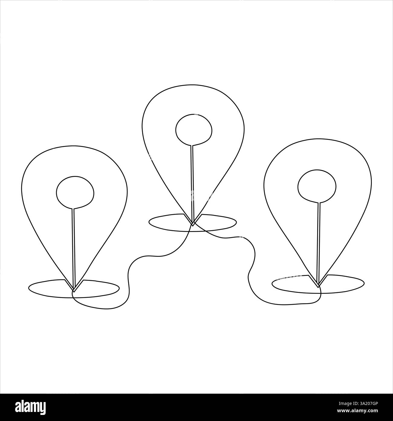 Continuous single line art drawing mark location hand drawn outline ...