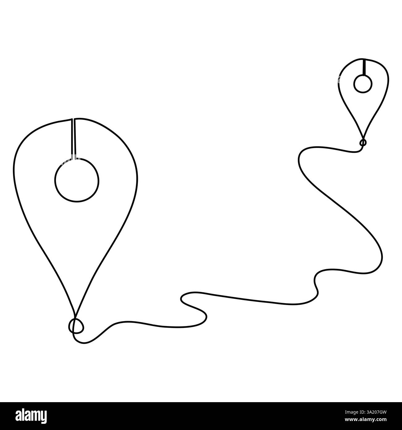 Continuous single line art drawing mark location hand drawn outline ...