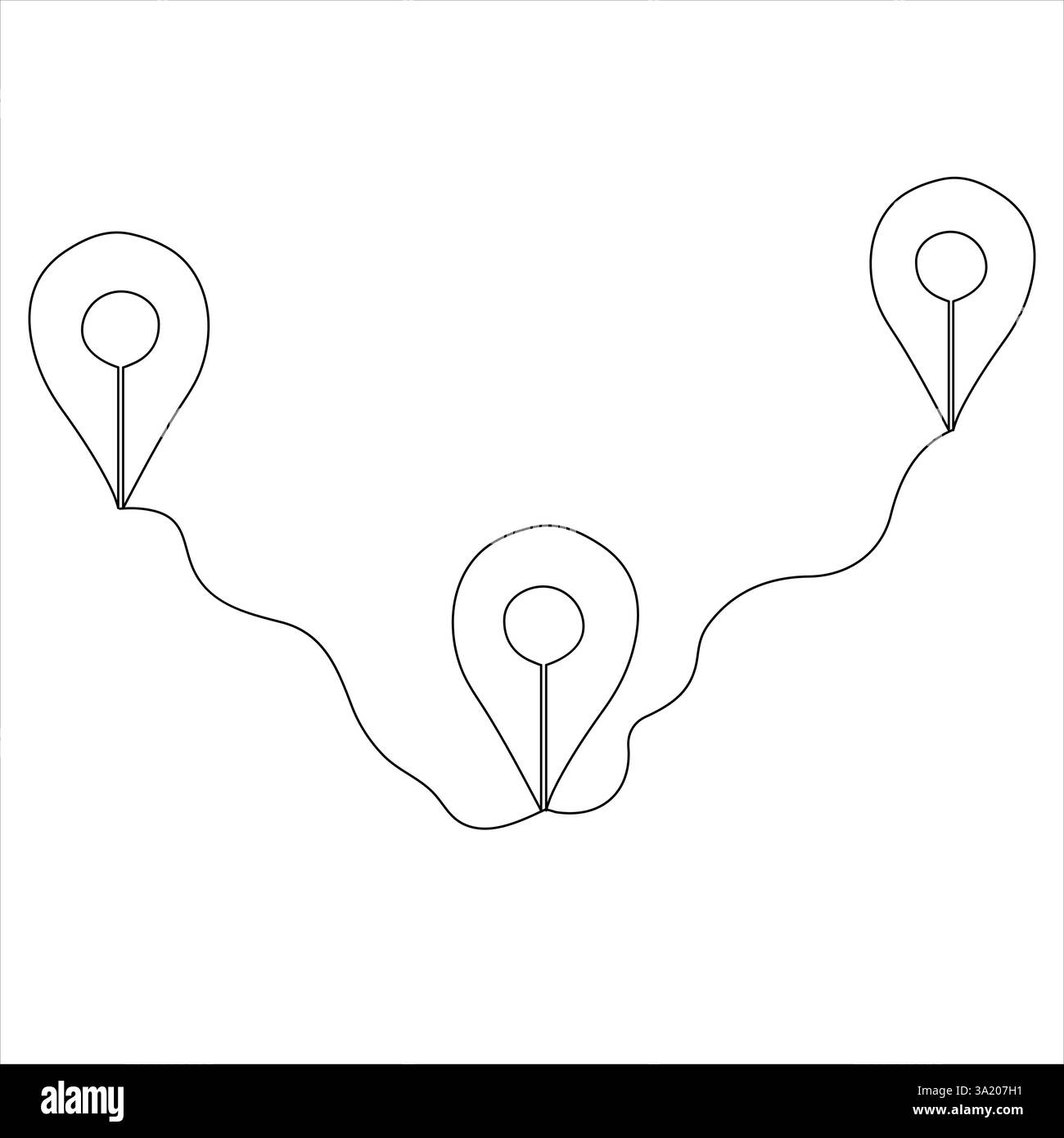 Continuous single line art drawing mark location hand drawn outline ...