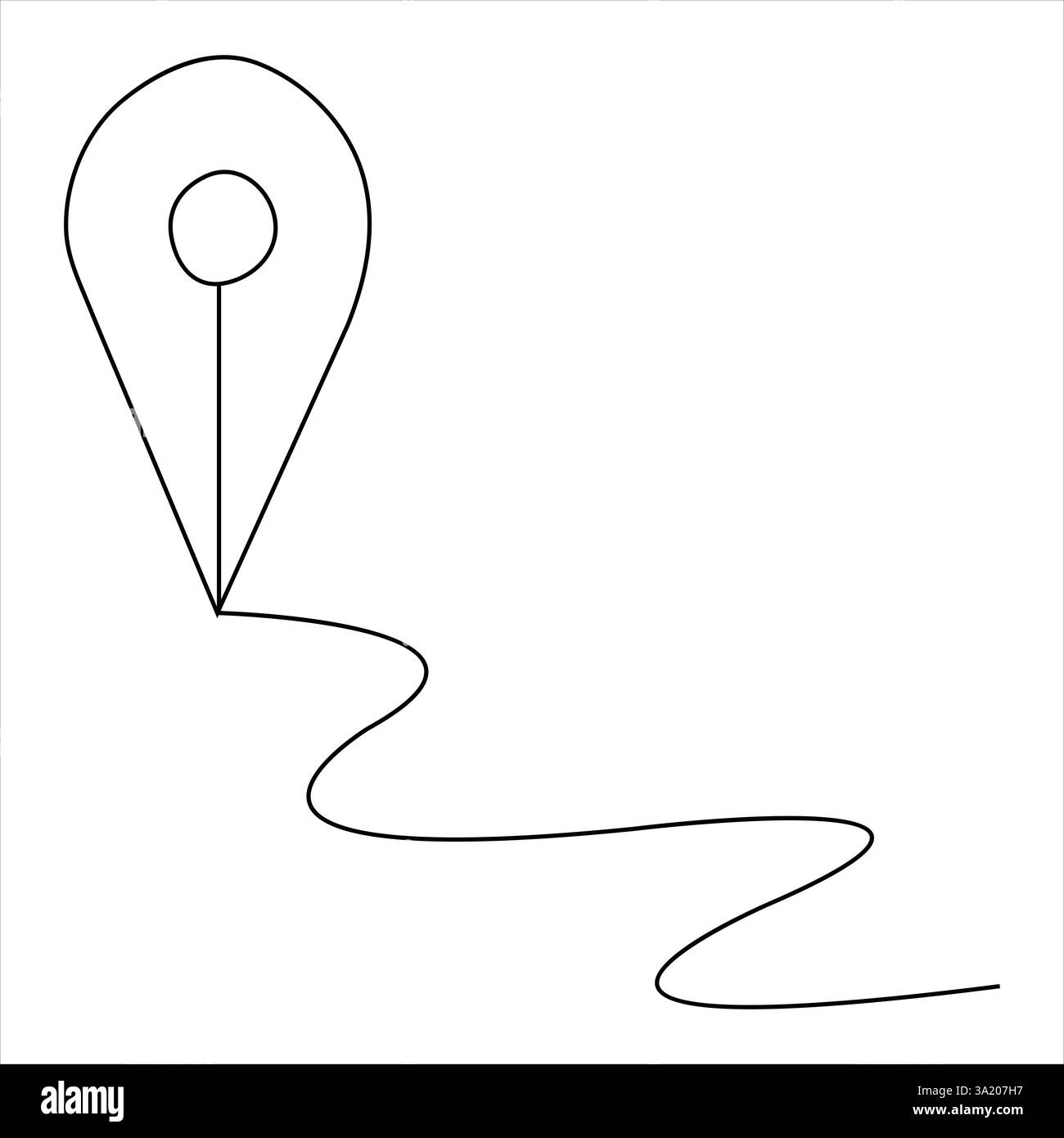 Continuous single line art drawing mark location hand drawn outline ...