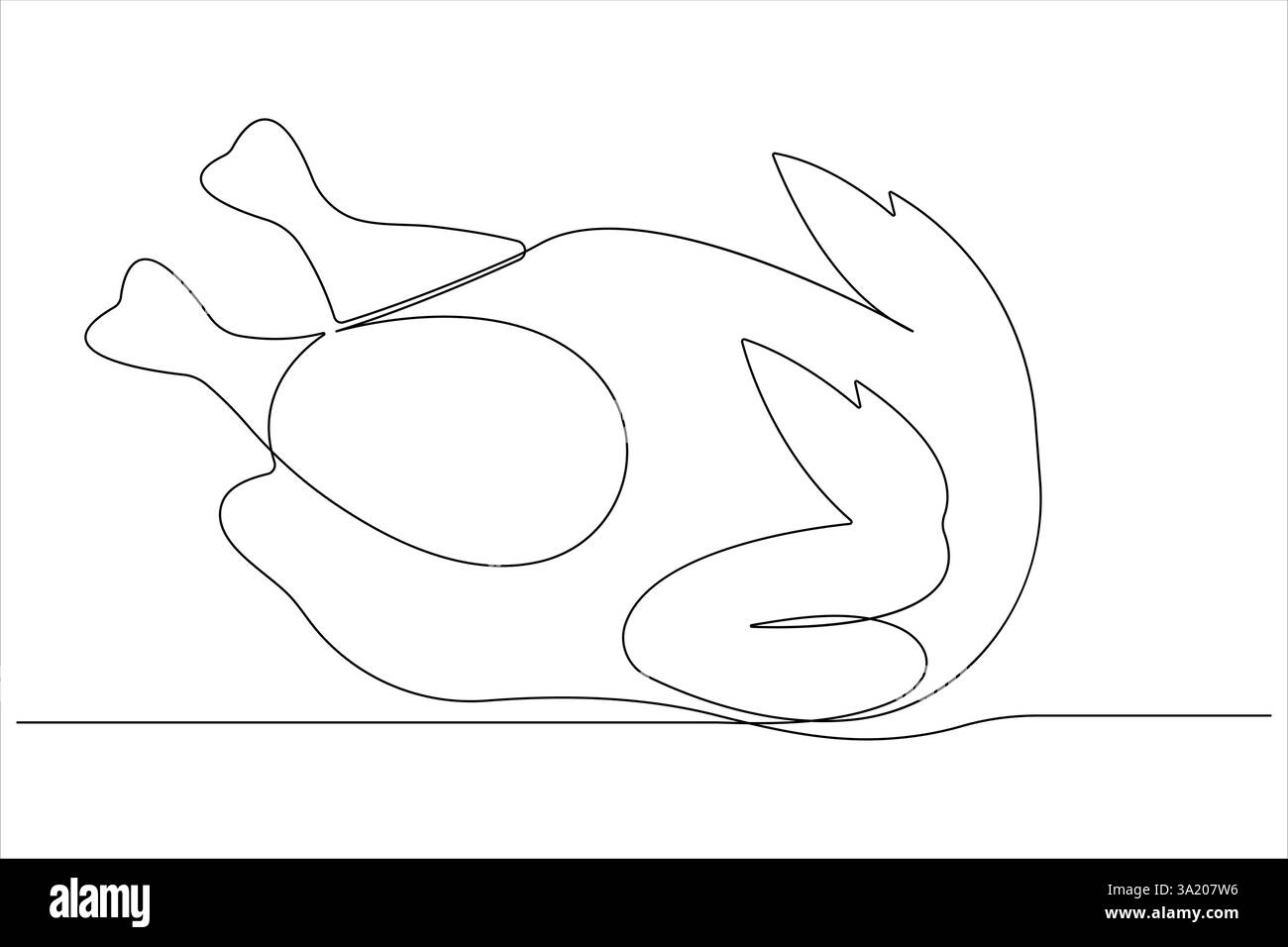 Whole chicken turkey meat continuous one line art drawing of vector ...
