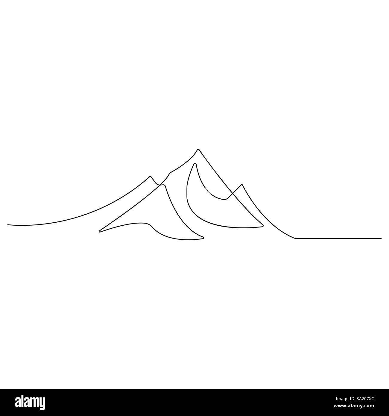 Continuous single line art drawing of mountain landscape top view of ...