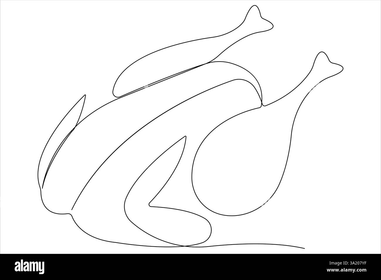 Whole chicken turkey meat continuous one line art drawing of vector ...