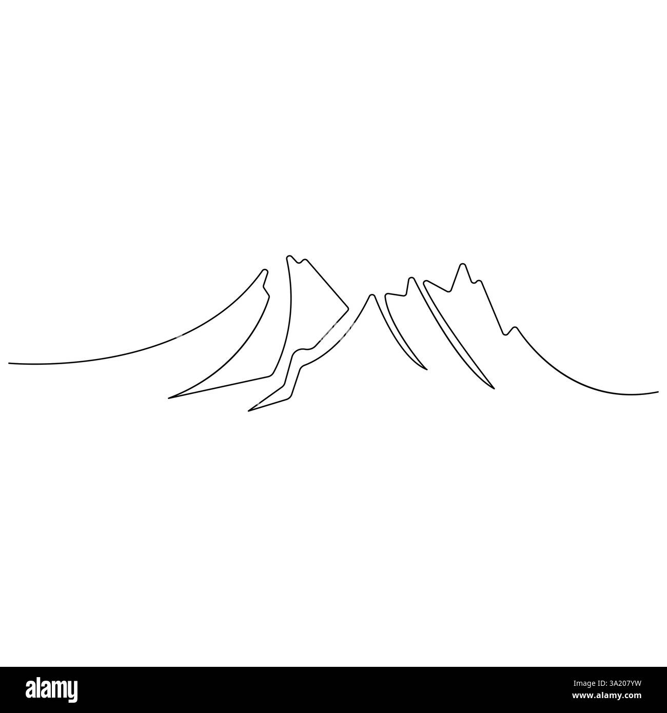 Continuous single line art drawing of mountain landscape top view of ...