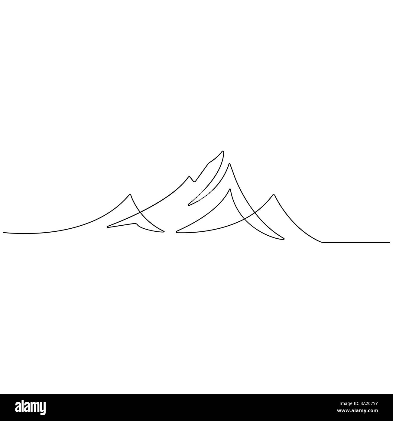 Continuous single line art drawing of mountain landscape top view of ...