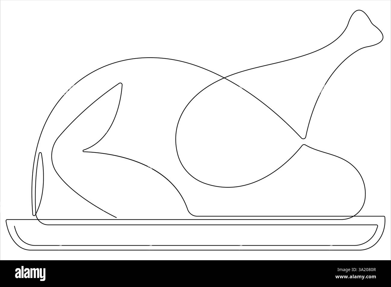 Whole chicken turkey meat continuous one line art drawing of vector Stock Vector Image & Art - Alamy