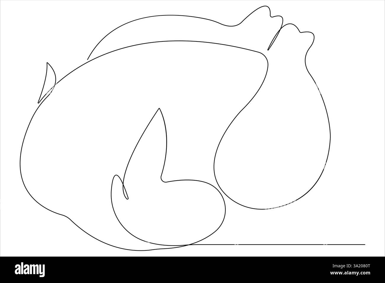 Whole chicken turkey meat continuous one line art drawing of vector ...