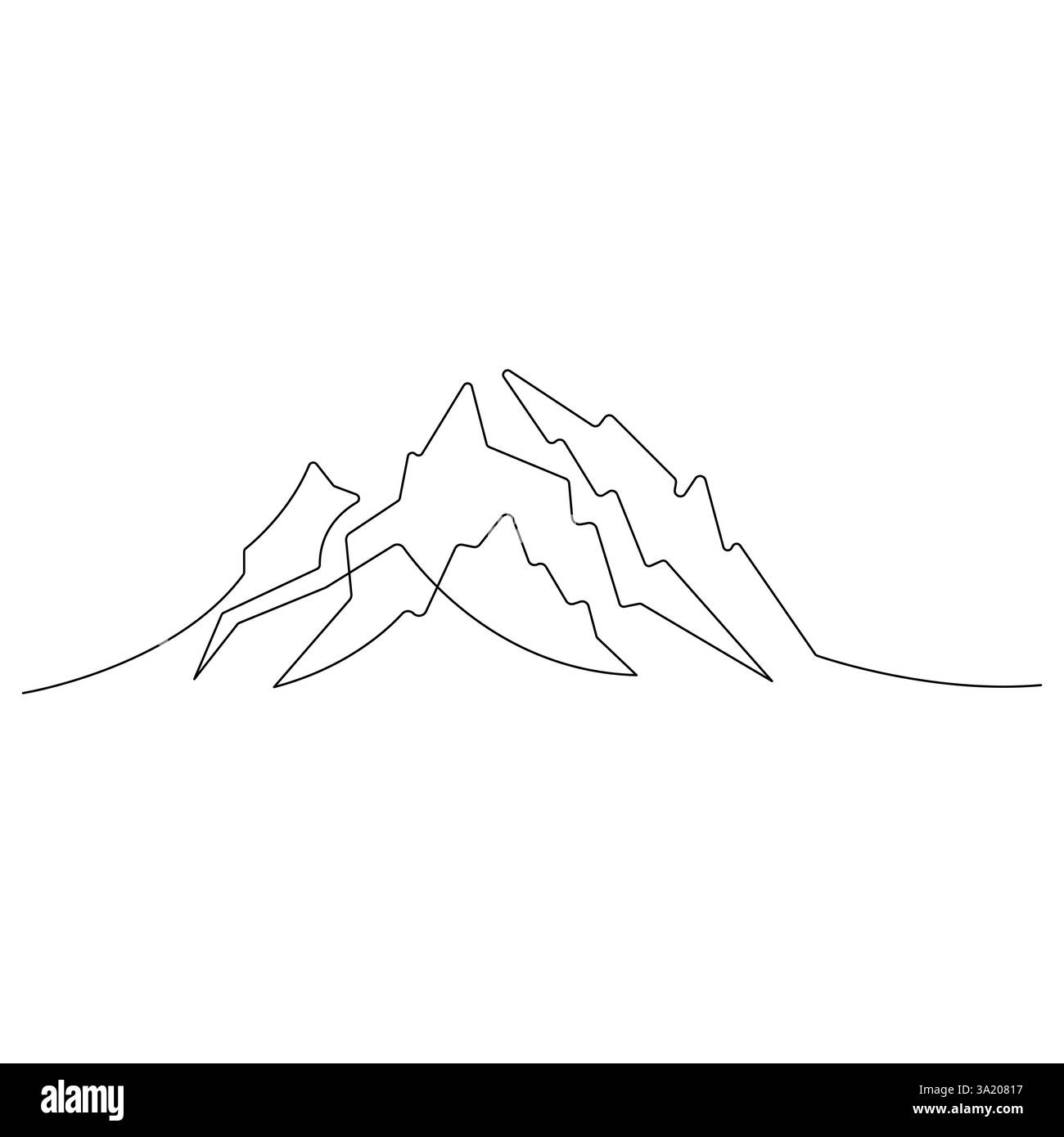 Continuous single line art drawing of mountain landscape top view of ...