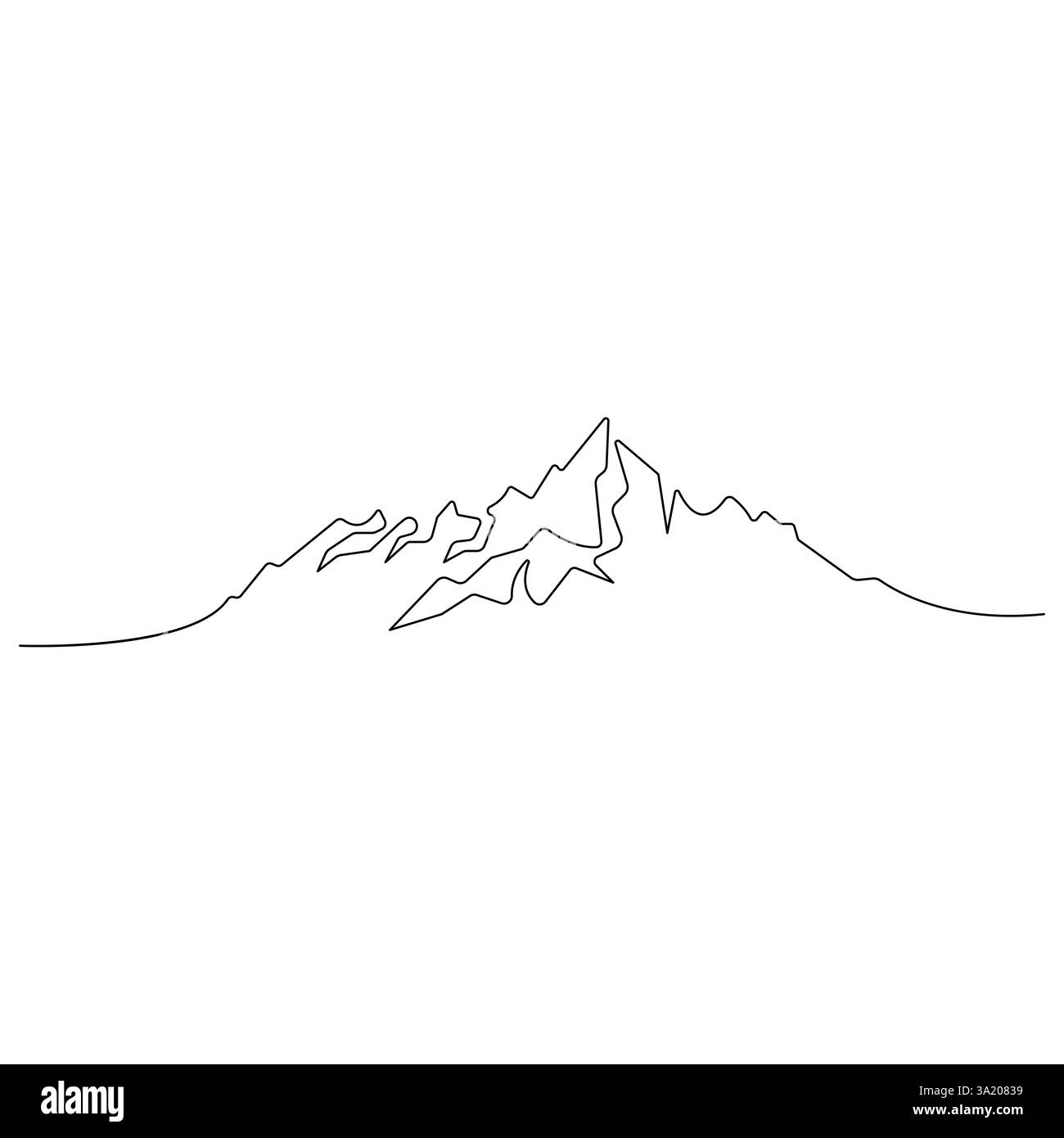 Continuous single line art drawing of mountain landscape top view of ...