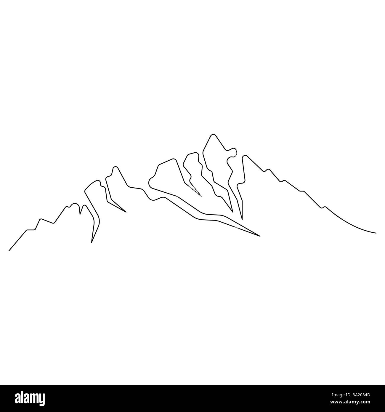 Continuous single line art drawing of mountain landscape top view of ...