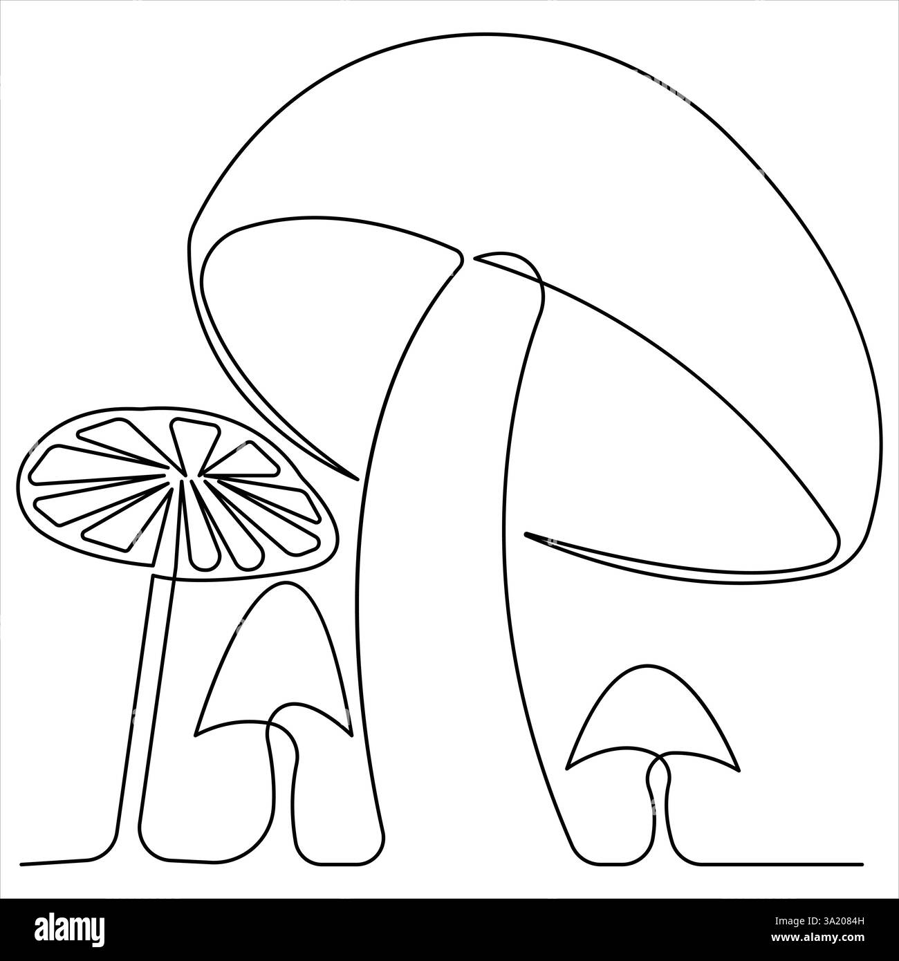 Continuous one line art drawing of mushroom outline vector illustration ...