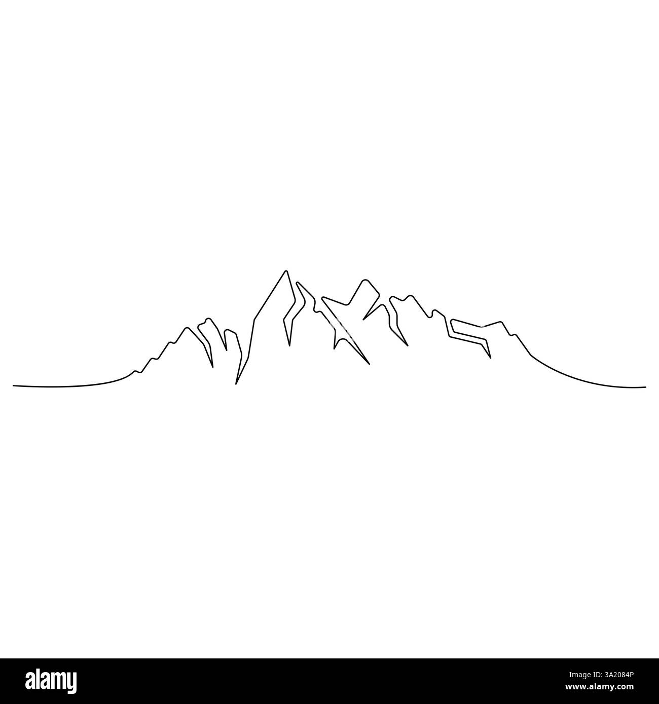 Continuous single line art drawing of mountain landscape top view of ...