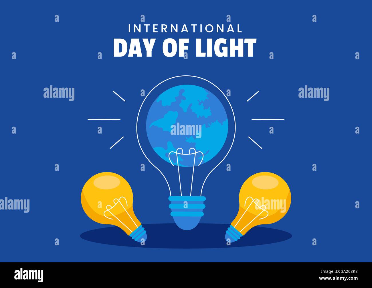 International Day of Light Themed Social Media Background in Cartoon ...