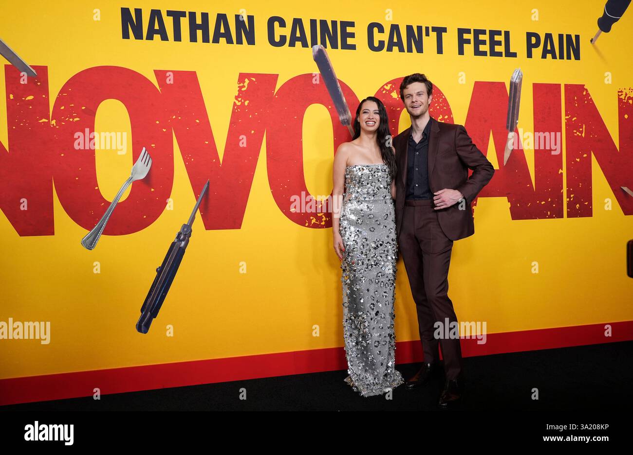 Amber Midthunder, left, and Jack Quaid, cast members in "Novocaine ...